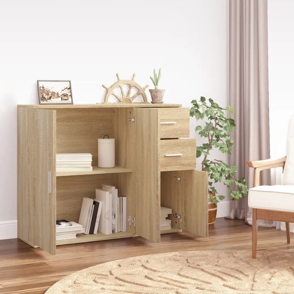 vidaXL Příborník 91 x 29,5 x 75 cm, konstrukční dřevo [823275] Barva: Černý dub