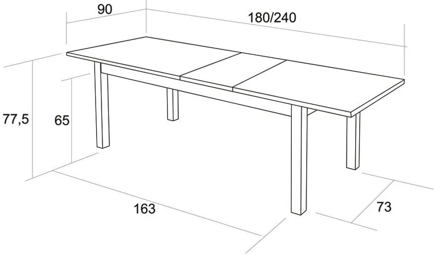 Jídelní stůl S19 Bohumil, rozkládací 180-240x90 cm