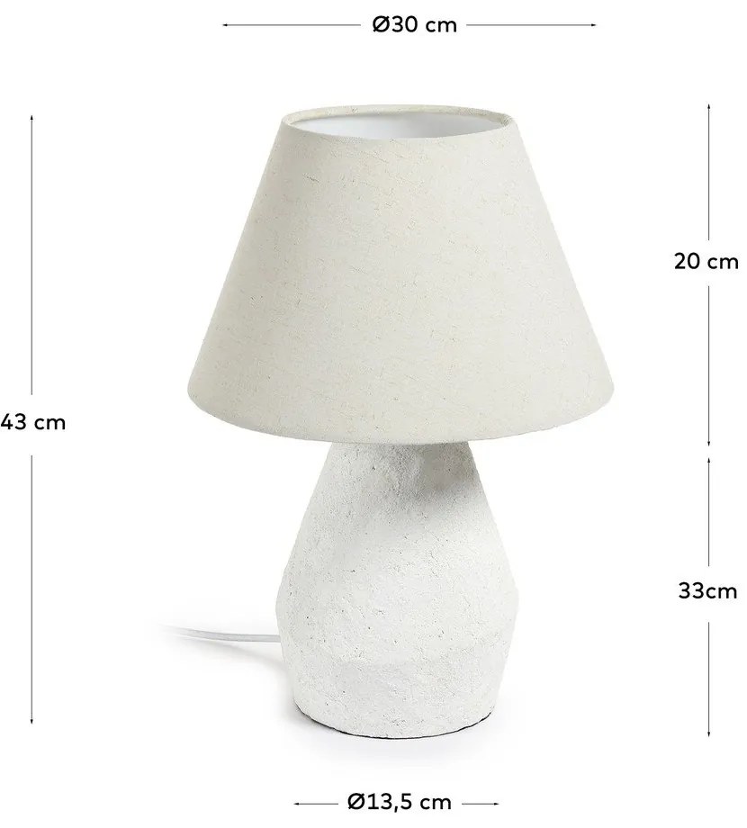 Bílá stolní lampa s textilním stínidlem (výška 43 cm) Noara – Kave Home