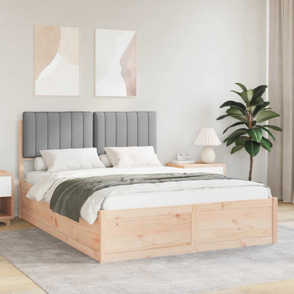 Rám postele s čalouněným čelem s čelo Světle šedá 135 x 190 cm 3398239