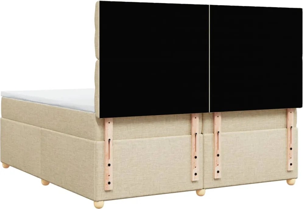 Box spring postel s matrací krémová 200x200 cm textil 3291399