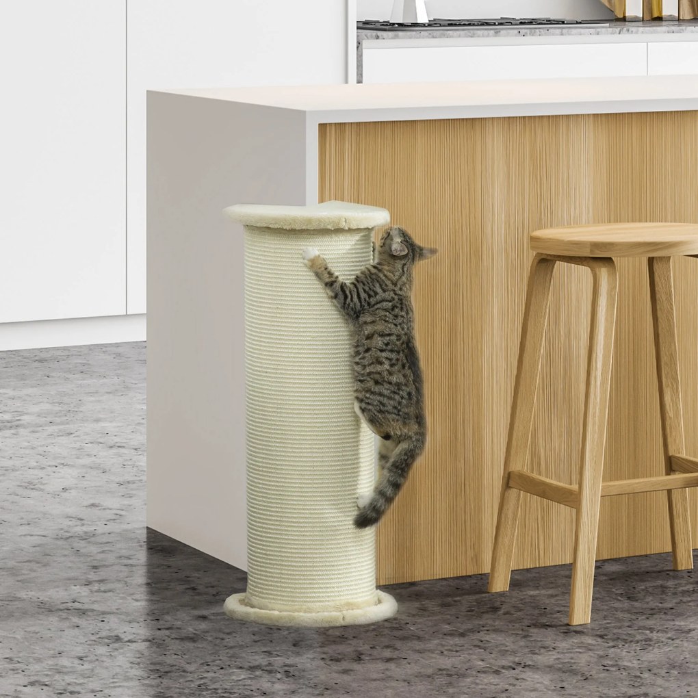 PawHut Kočičí Škrabací Sloupek 85cm Vysoký Škrabací Sloup se Siselovým Lanem, Ochrana proti Nákoncům Kočičí Škrabací Strom pro Středně Velké Kočky, K…