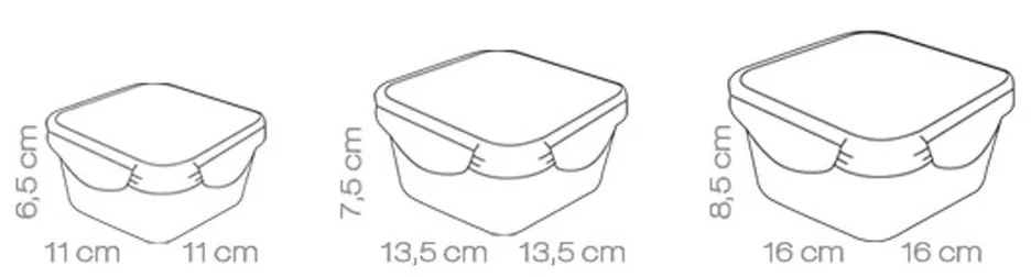 TESCOMA Dóza FRESHBOX 3 ks, 0,4 - 0,7 - 1,2 l, čtvercová