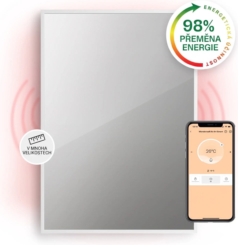 Klarstein La Palma 700, infračervený ohřívač 2 v 1, smart, 85 x 60 cm, 750 W, zrcadlová přední strana