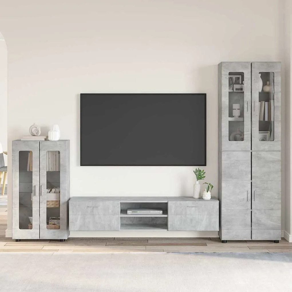 Sestava TV skříněk FLORIN 3 ks Betonově šedá Kompozitní dřevo 3397977