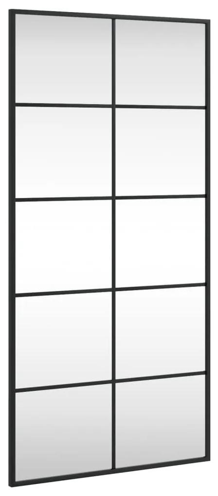 Nástěnné zrcadlo černé 50 x 100 cm obdélník železo - Default Title