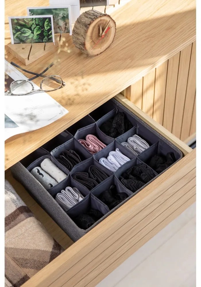 Šedý organizér do zásuvky s 16 přihrádkami Bigso Box of Sweden Drawer