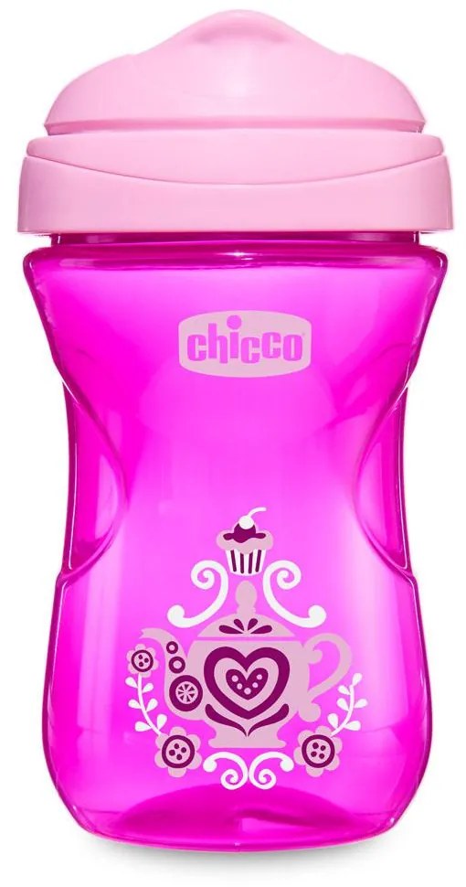 Chicco Hrneček Easy s tvrdým pítkem 266 ml, 12m + Růžová