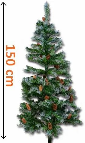 Umělý vánoční strom se zasněženým vzhledem, vč. šišek, 1,5 m