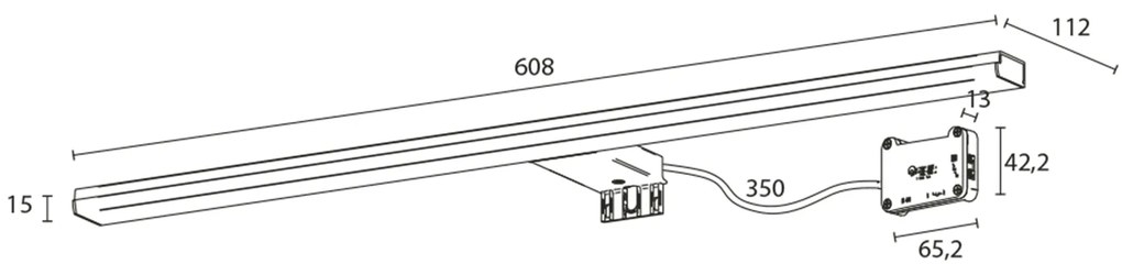 Sapho, FELINA LED svítilna, 12W, 608x15x112mm, chrom, FE060