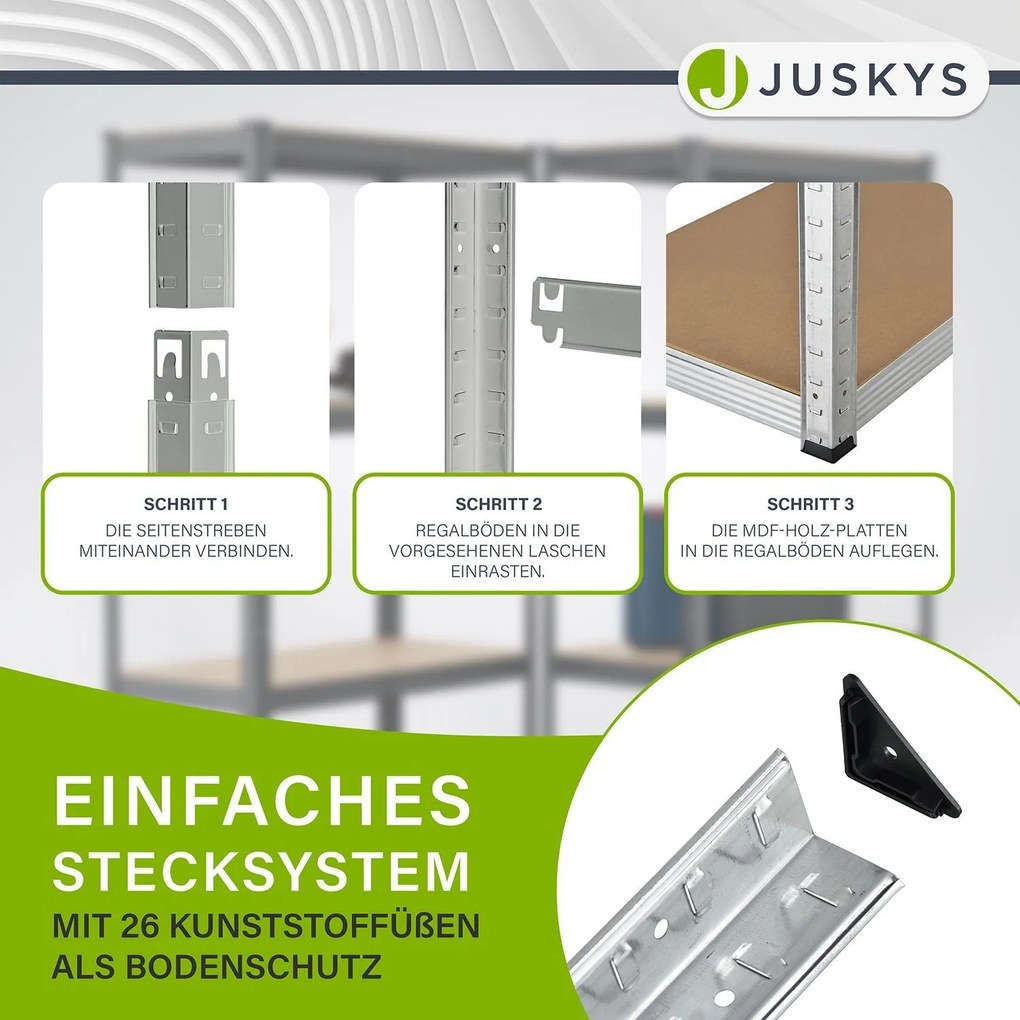 Juskys Sada tří kovových regálů Corner a Easy Barva: šedá