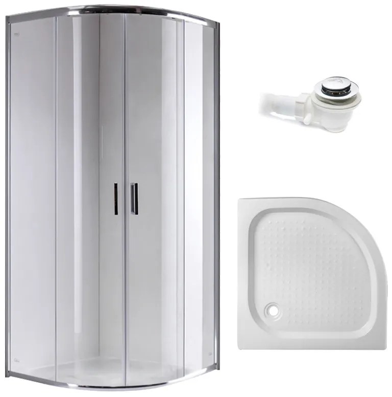 BPS-koupelny Čtvrtkruhový sprchový kout HYD-RK94C 100x100 cm chrom/transparent + vanička HYD-RSV-SXL01A bílá