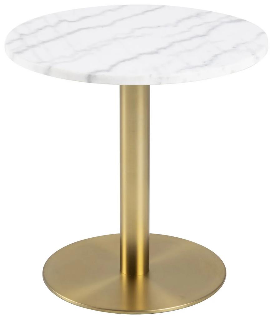 Kulatý konferenční stolek na zlaté noze 50 cm Mramor Bílý FENSI