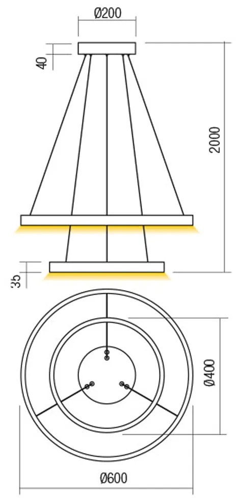 Redo 01-2890 závěsné LED svítidlo stmívatelné Febe matně zlaté, 62W, 4000K, ø60cm