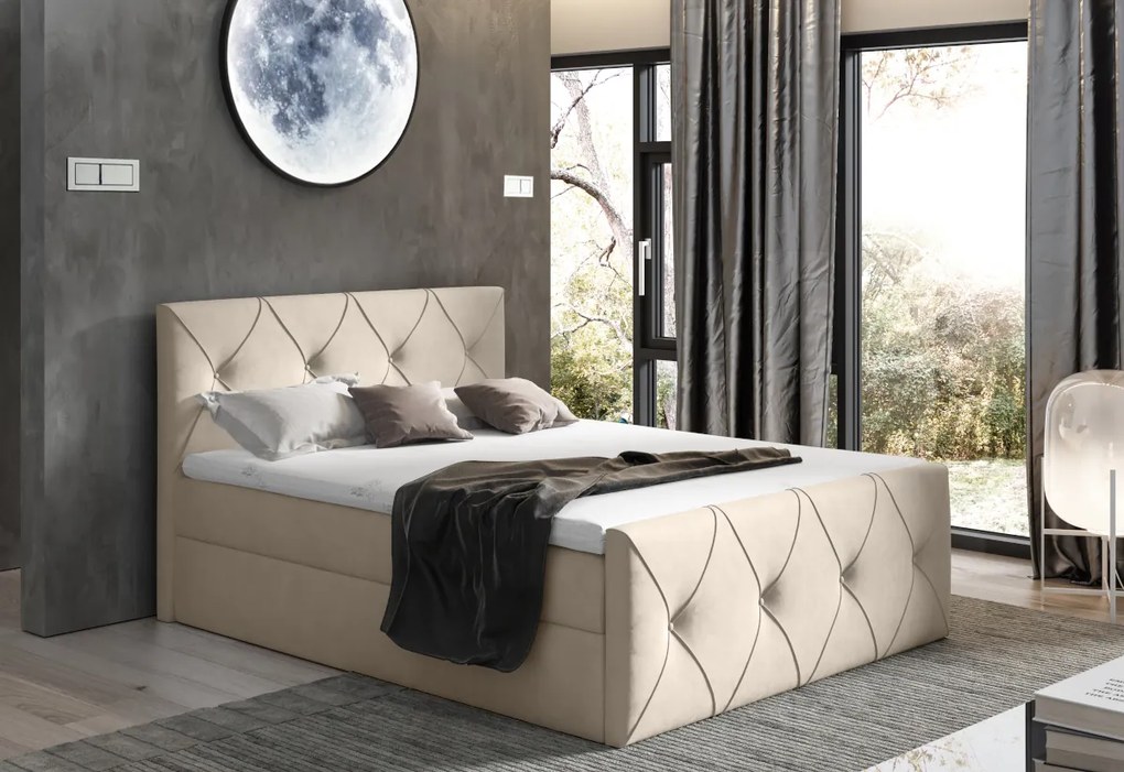 Expedo Čalouněná postel boxspring DIAMOND LUX + topper, 160x200, mat velvet 08