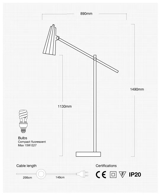 Himmee FLNW145Filly Stojací lampa, bílá