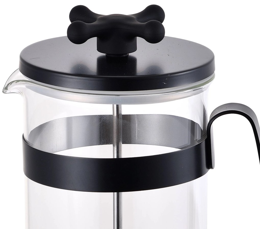 Kávovar French Press United Colors of Benetton Black & White BE-0682-BK / 0,6 l / borosilikátové sklo / nerez / černá