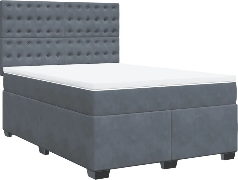 Box spring postel s matrací tmavě šedá 140x200 cm samet 3290943