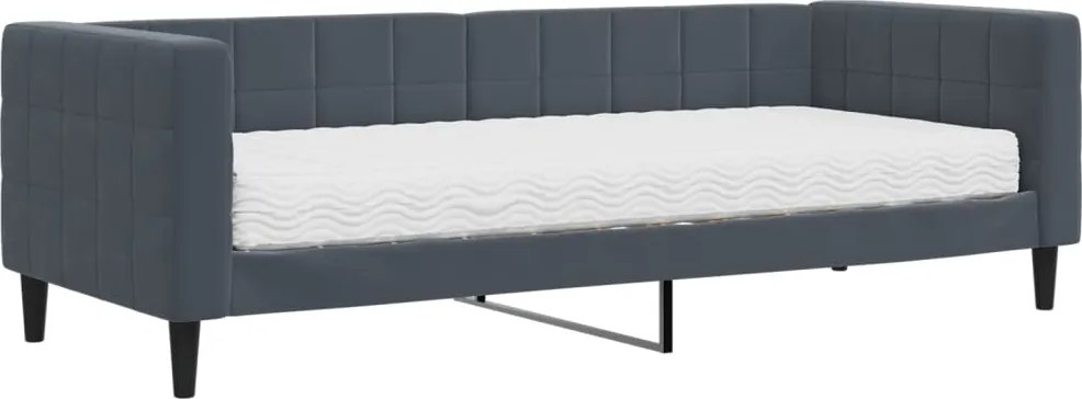 Válenda s matrací tmavě šedá 80 x 200 cm samet 3196661