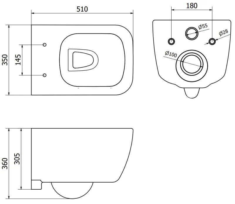 Mexen Stella WC mísa Rimless s pomalu padající deskou slim, duroplast, Bílá - 30680800