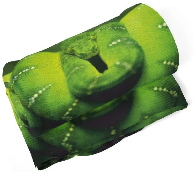 IMPAR Fleecová deka Zelený had 150x120 cm (Rozměr : 150 x 120 cm)