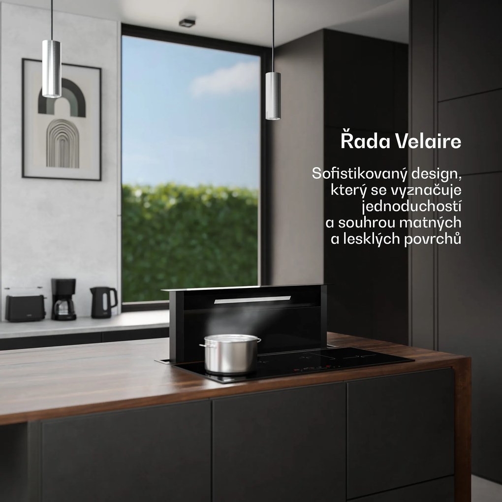 Klarstein Velaire Downdraft-System | Elegantní, minimalistický, výkonný | Energetická třída A++ | 906 m³/h | 90 cm