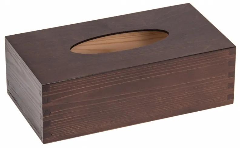 FK Dřevěná krabička na kapesníky - 26x14x8 cm, Tmavě hnědá