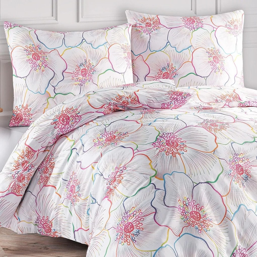 BedTex Saténové povlečení Bloom, 140 x 200 cm, 70 x 90 cm, 140 x 200 cm, 70 x 90 cm