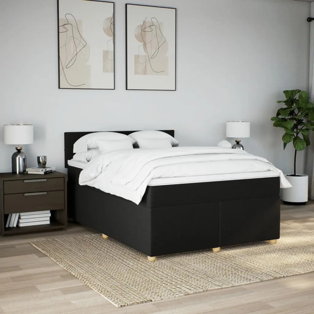 Box spring postel s matrací černá 160x200 cm textil 3286733