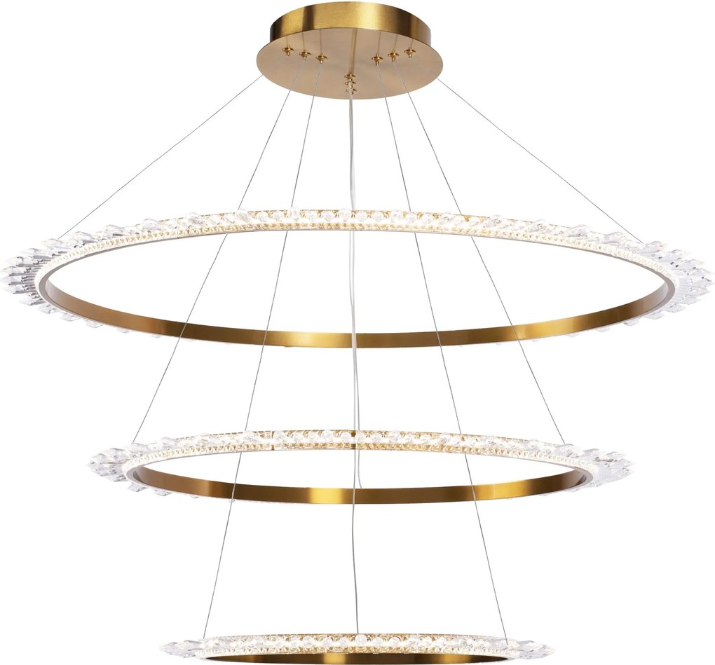 Toolight Toolight, LED křišťálové závěsné svítidlo + dálkové ovládání APP1202-CP, zlatá, OSW-05480