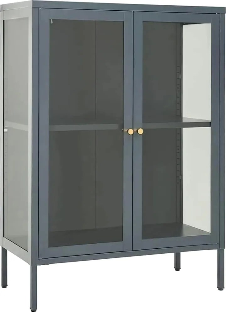 Příborník antracitový 75 x 35 x 105 cm ocel a sklo 336072