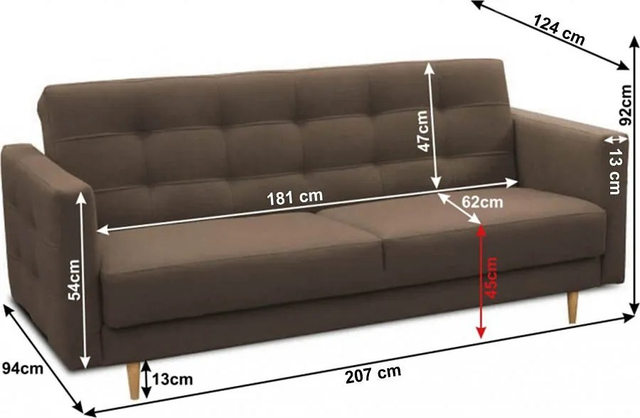 Tempo Kondela Rozkládací sedací souprava AMEDIA 3+1+1 s úložným prostorem, látka čokoládová