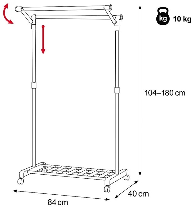 Autronic Stojan na šaty s výklopným ramenem 84511 BK Barva: Černá