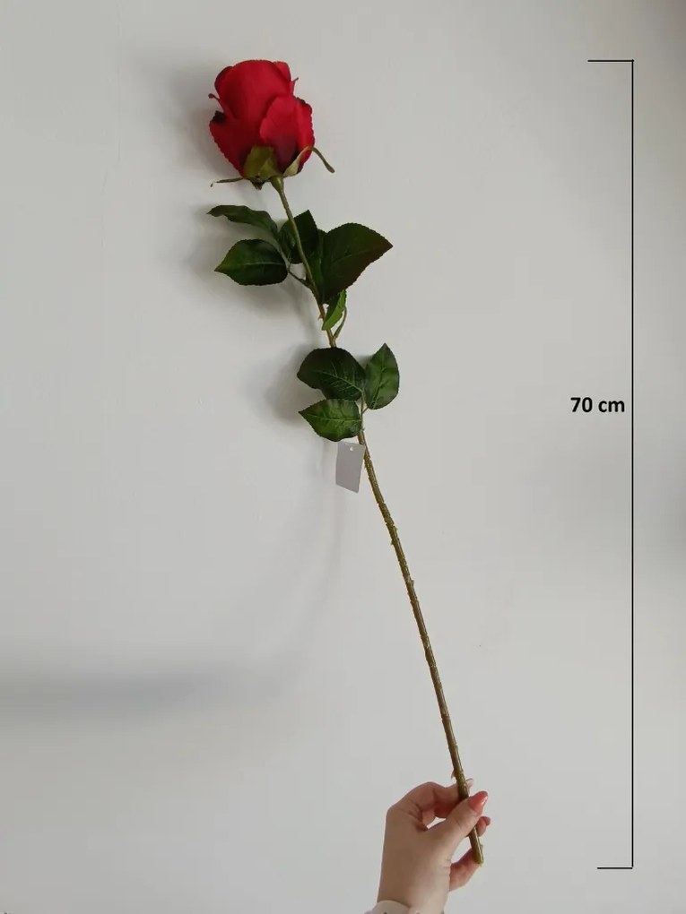 Umělá květina Růže 70 cm, více barev Barva: Červená ART004