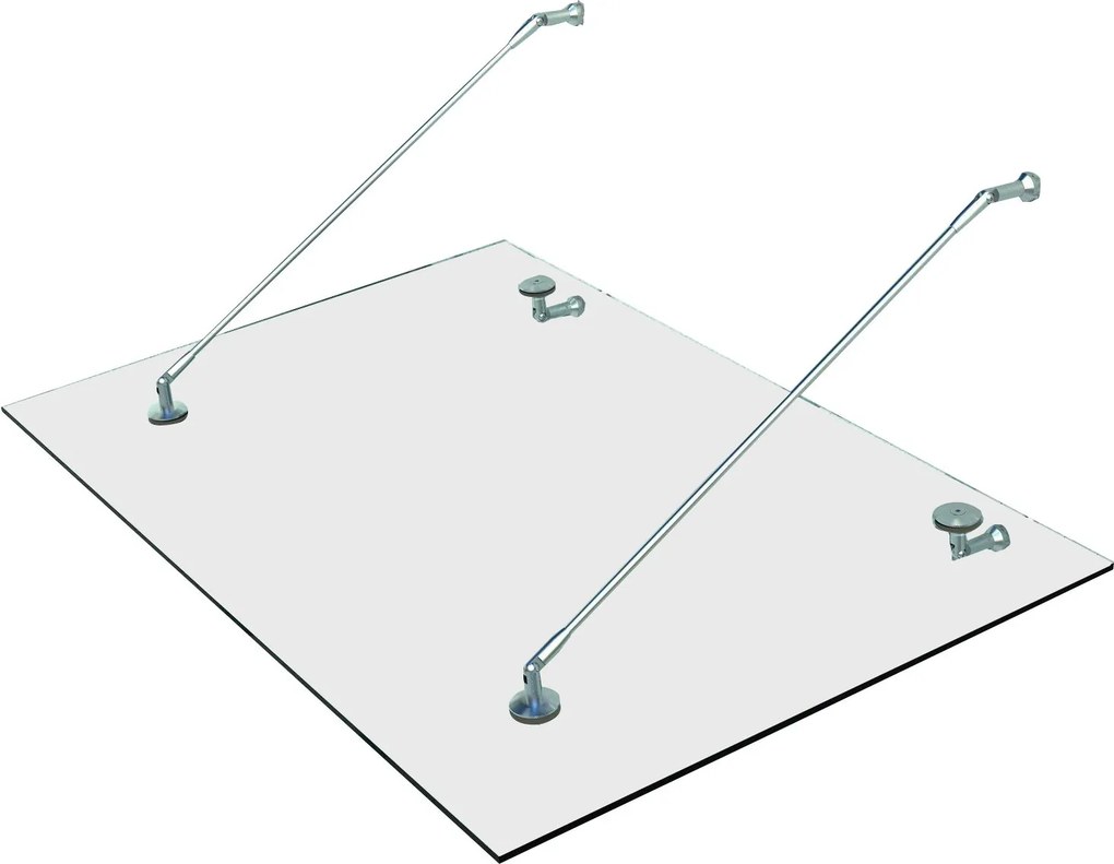 HOMCOM Skleněný přístřešek - Dveřní přístřešek z tvrzeného skla, nerezová ocel 304, čiré sklo 150 x 90 cm | Aosom