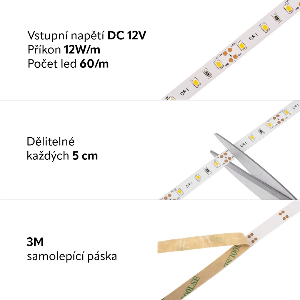 T-LED LED pásek CRI-300 vnitřní - Teplá bílá