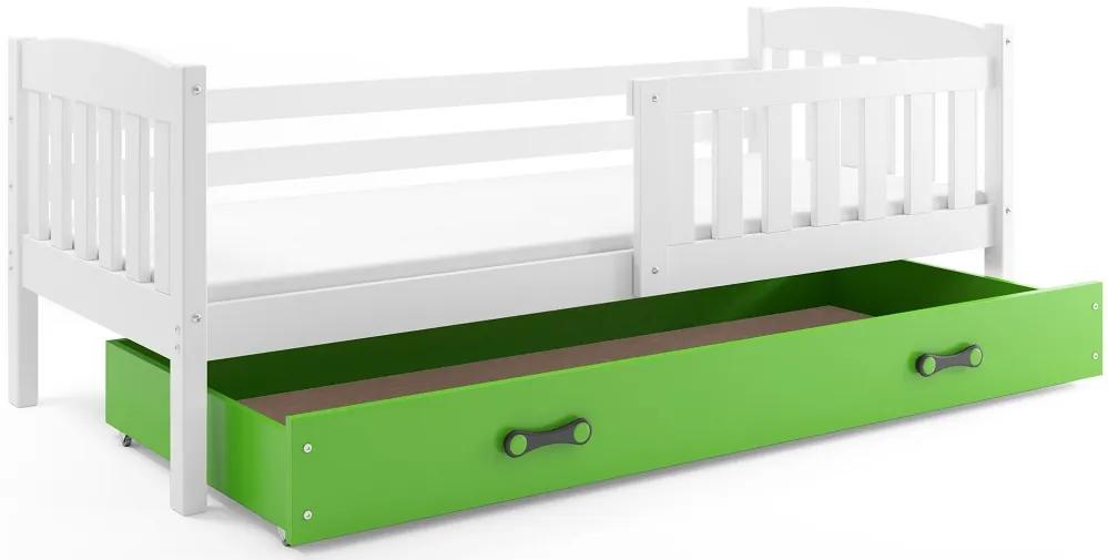 BMS Group Dětská postel s úložným prostorem KUBUS bílá Velikost postele: 200x90 cm, Barva šuplíku: Zelená