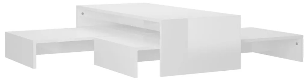 Sada konferenčních stolků bílá s vysokým leskem 100x100x26,5 cm - Default Title