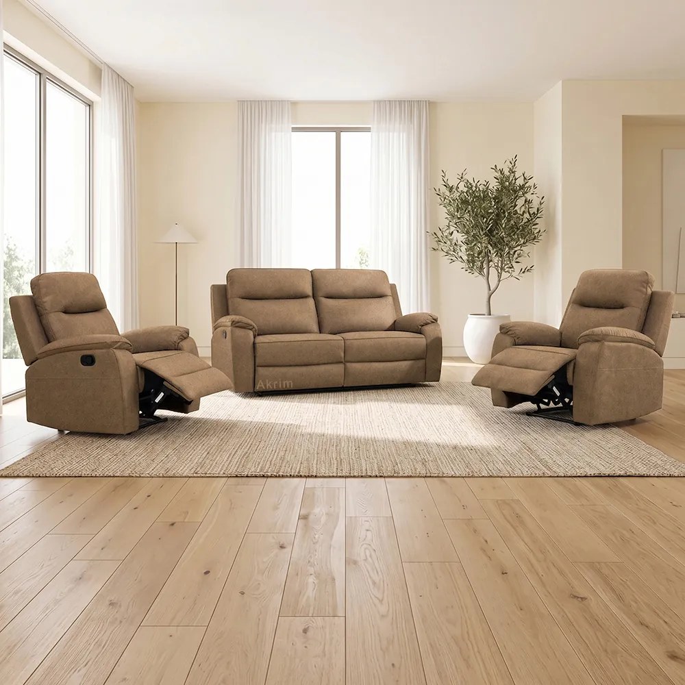 Sedací sestava MALAGA 2,5+1+1 s FUNKCÍ RELAX | hnědá