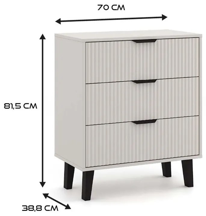 Komoda SCANDI 3S SLIM kašmír