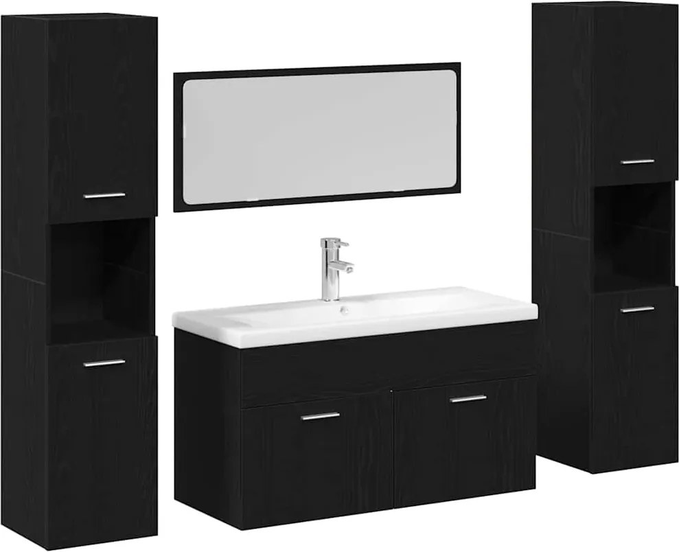 Sada koupelnového nábytku 4 ks Černý dub 30 x 30 x 130 cm 3334379