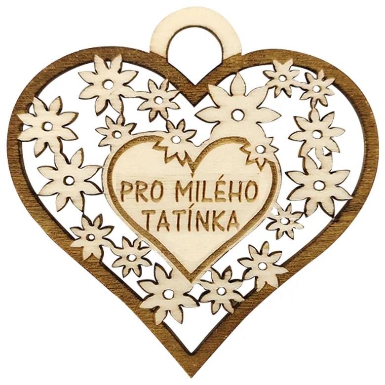 AMADEA Dřevěné srdce s textem "pro milého tatínka", 7 cm, český výrobek