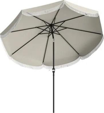 Outsunny slunečník zahradní naklápěcí 2,7x2,7 m s klikou, kulatý venkovní slunečník s 8 žebry, kov a polyester, pro dvůr/balkon, UV 30+, světle šedý