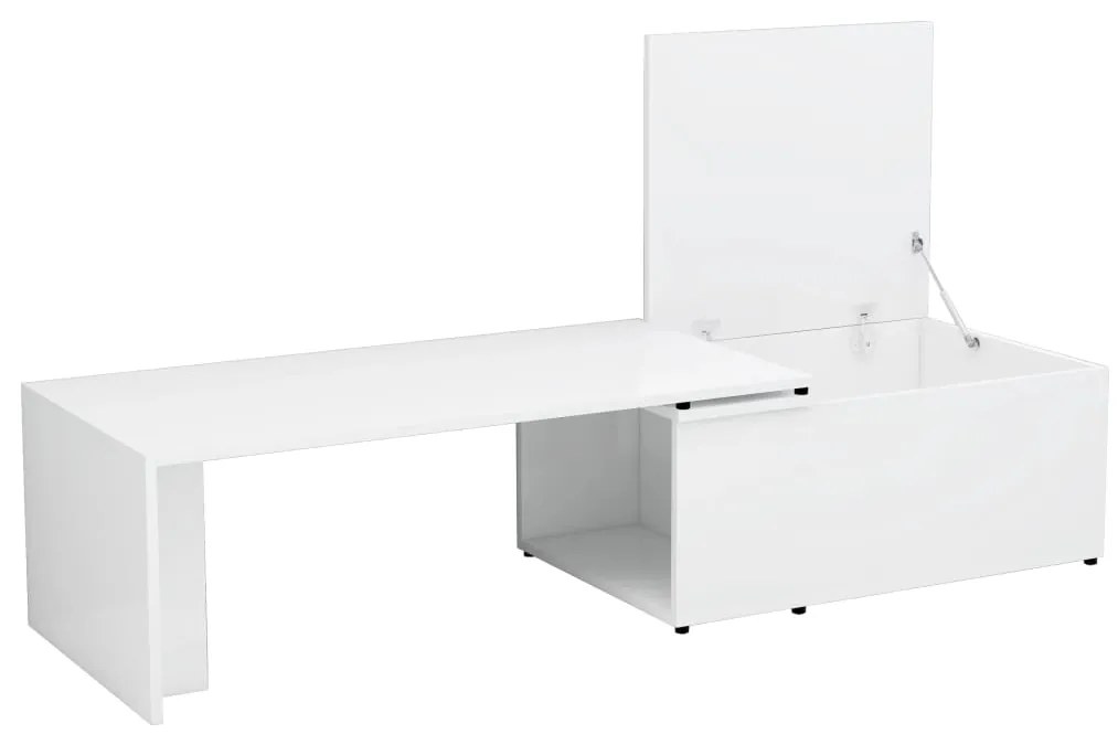 vidaXL Konferenční stolek bílý vysoký lesk 150x50x35 cm dřevotříska
