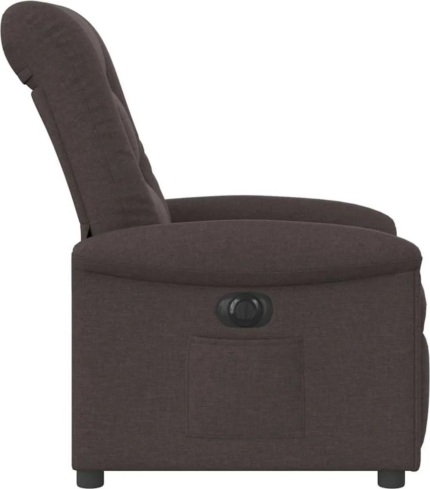 Elektrické polohovací křeslo tmavě hnědé textil 3303239