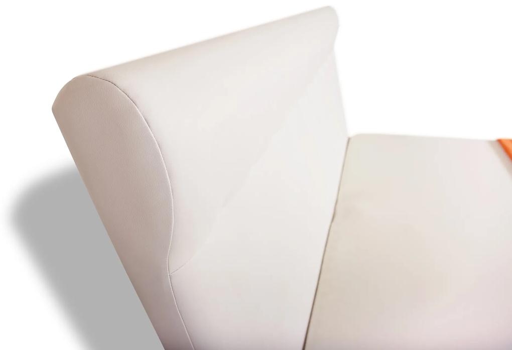 Krajča Manželská postel z masivu Claudio 160 x 200 cm (jasan) Povrchová úprava: Bílá, Druh dřeva: Jasan, Barva čalounění: Béžová