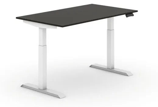 Výškově nastavitelný stůl, elektrický, 735-1235 mm,  deska 1400x800 mm, wenge, bílá podnož