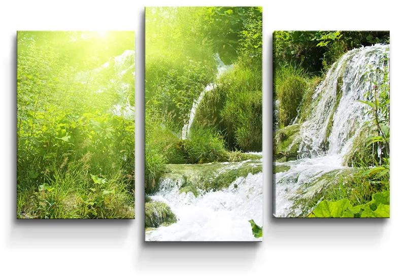 Sablio Obraz - 3-dílný Kaskádovitý vodopád - 75x50 cm