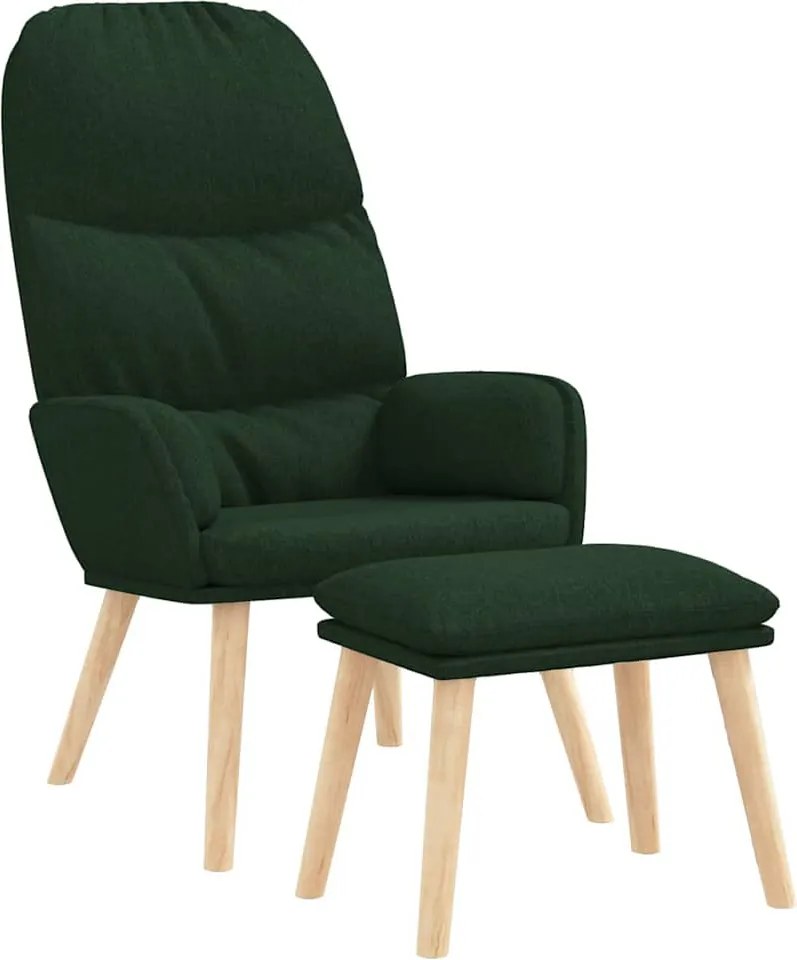 Relaxační křeslo se stoličkou tmavě zelené textil 3097347