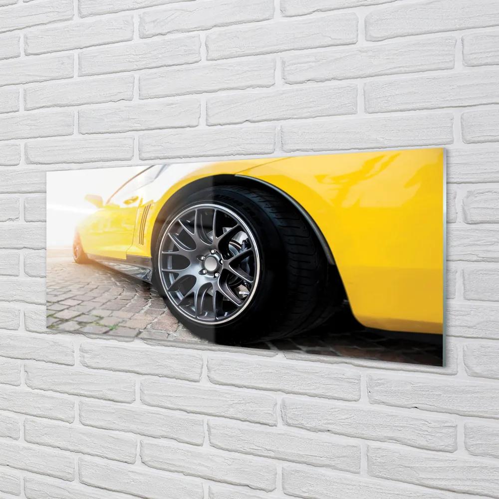 akrylový obraz žluté auto 120x60 cm